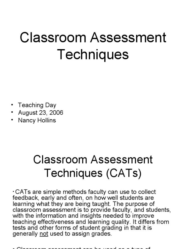 Effective Classroom Assessment Techniques | PDF | Test (Assessment ...
