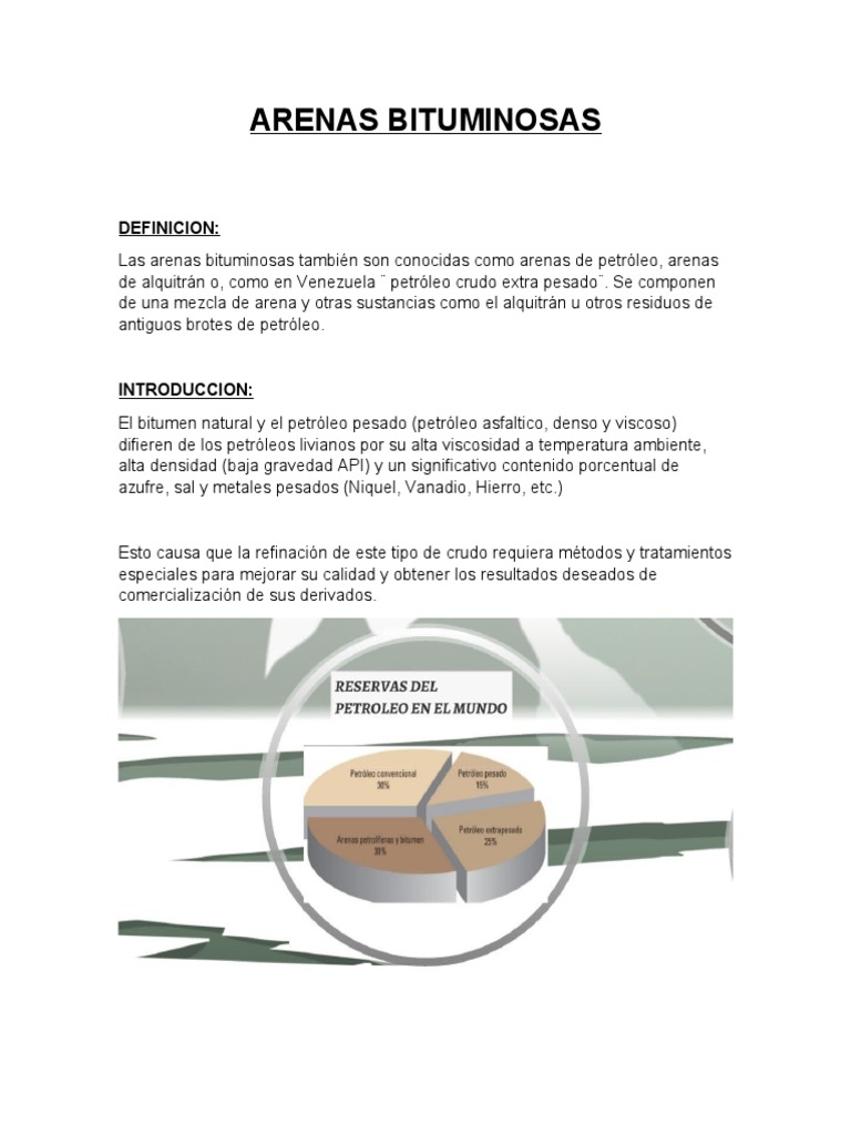 Arenas Bituminosas | Descargar gratis PDF | Arenas petrolíferas | Petróleo