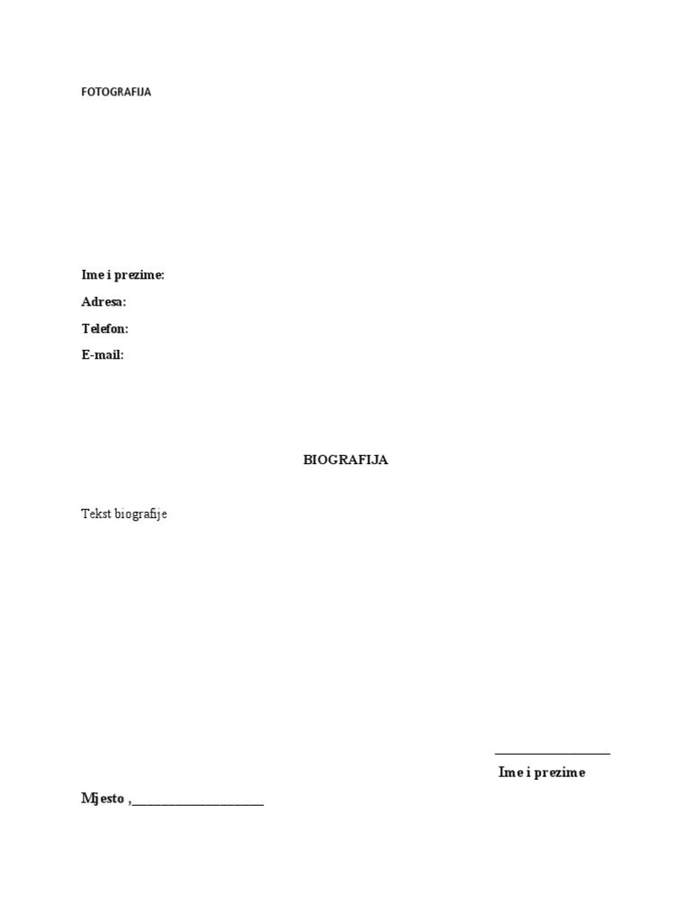 Biografija PRIMJER | PDF