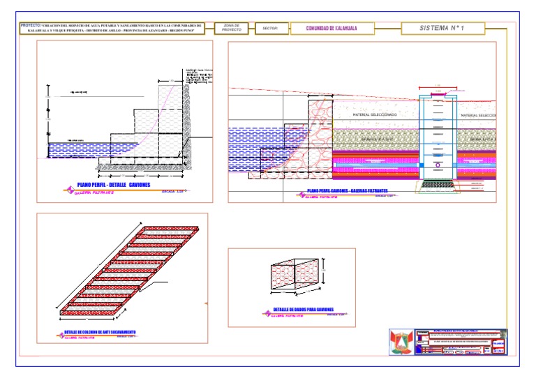 Detalle Del Sistema De Construcción De Muro De Gaviones Plano