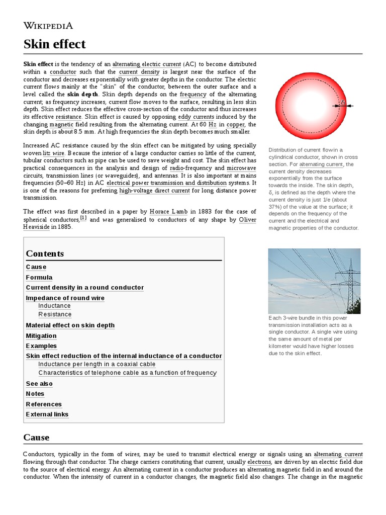 Skin Effect | PDF | Inductance | Alternating Current