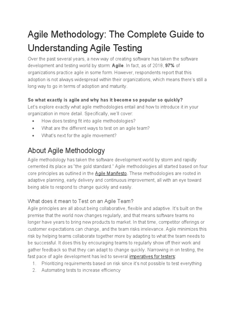 Agile Methodology: The Complete Guide To Understanding Agile Testing ...