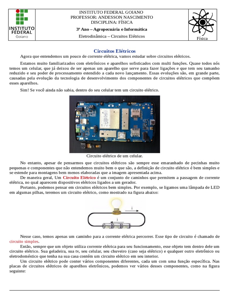 Aula 03 e 04 - 3º Ano - Circuito Elétrico | PDF | Rede elétrica ...