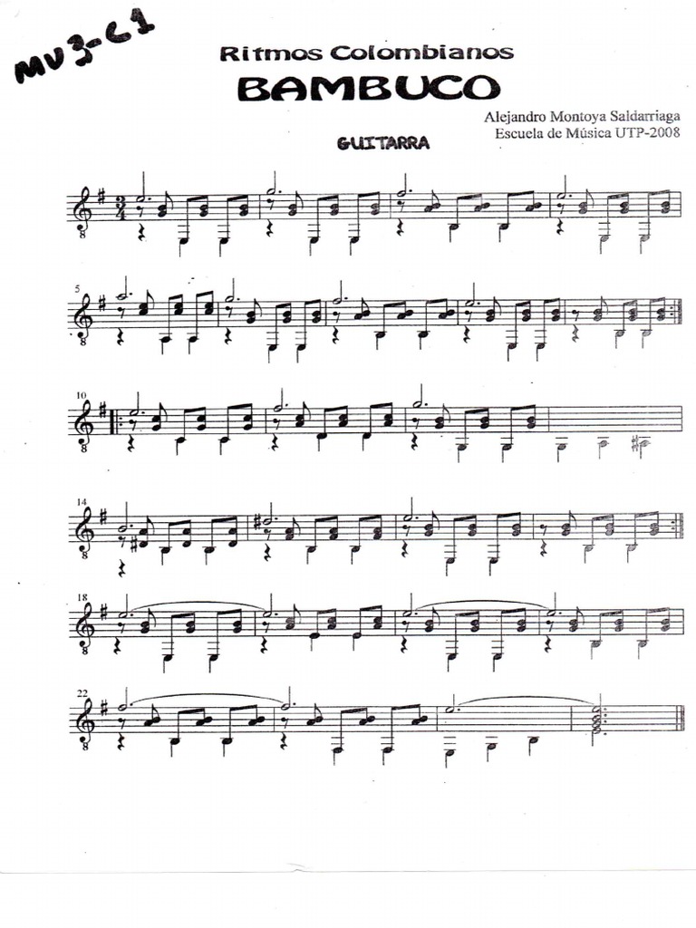 Ritmos Colombianos Bambuco Guitarra | PDF