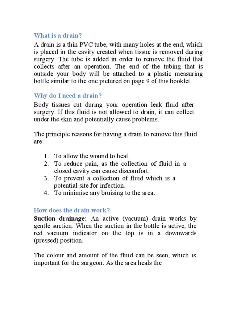 What Is A Drain?: Suction Drainage: An Active (Vacuum) Drain Works by ...