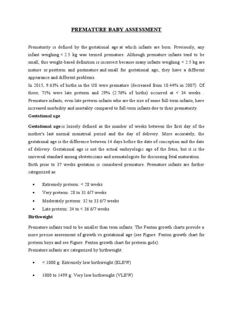Premature Baby Assessment | PDF | Preterm Birth | Pregnancy