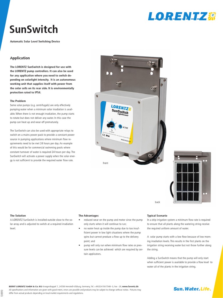 Lorentz Sunswitch Manual en en PDF | PDF | Switch | Relay
