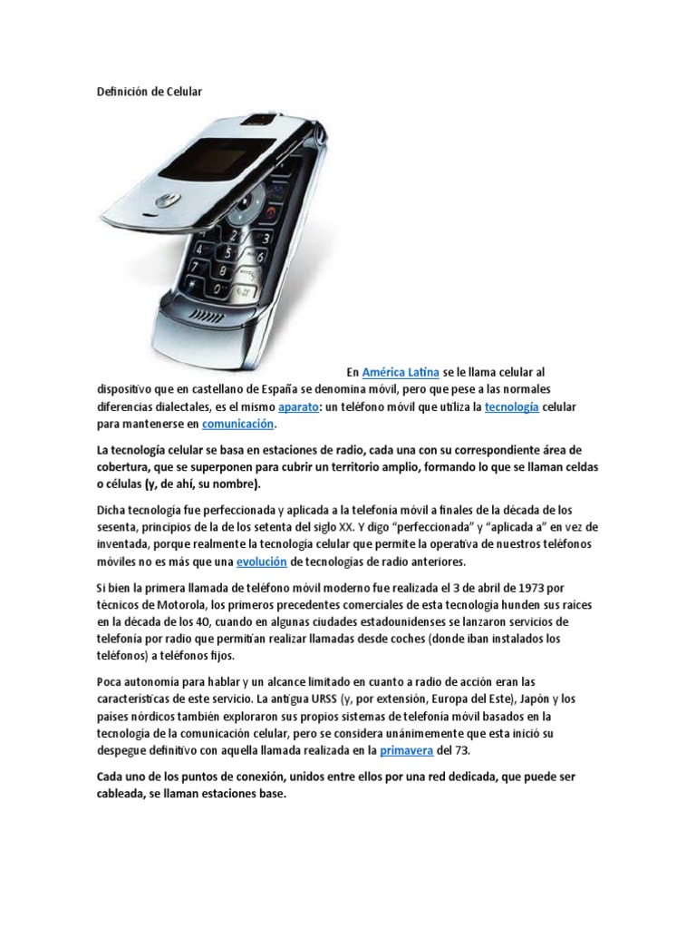 Definición de Celular | PDF | Teléfonos móviles | Teléfono