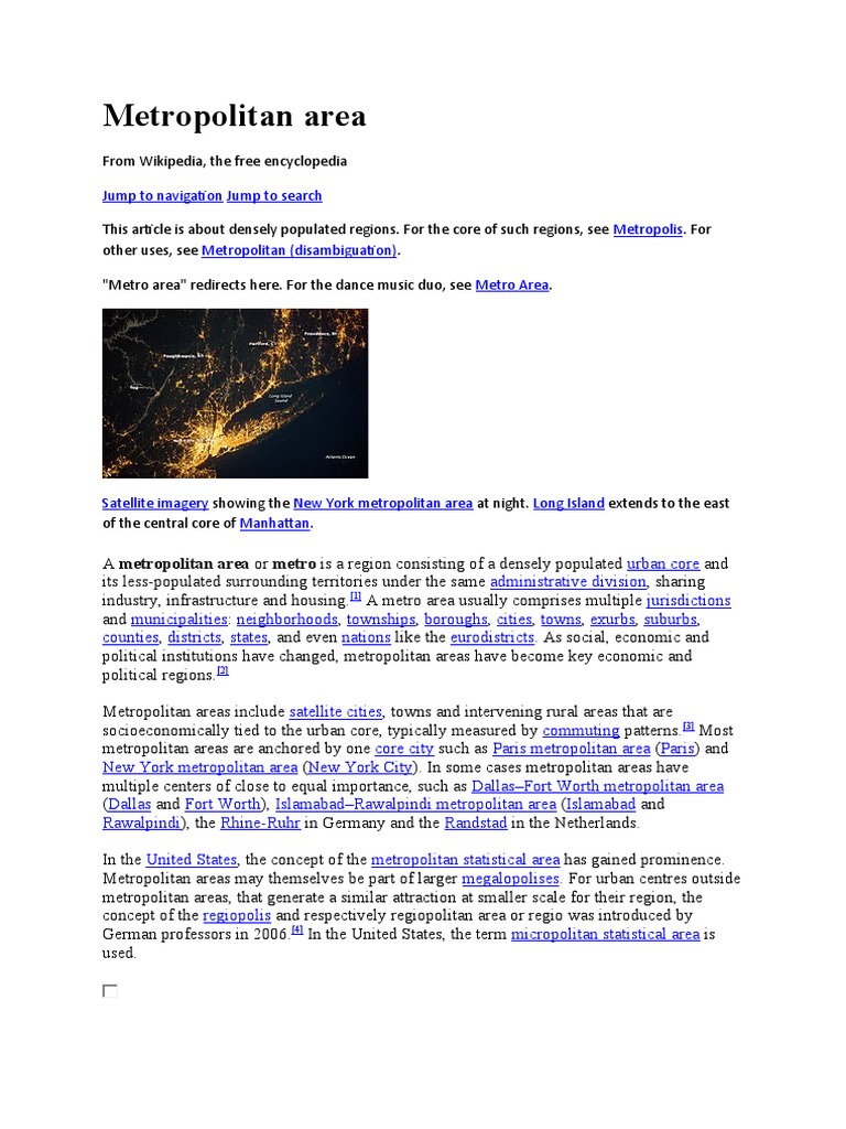 Metropolitan Area: Jump To Navigation Jump To Search Metropolis ...