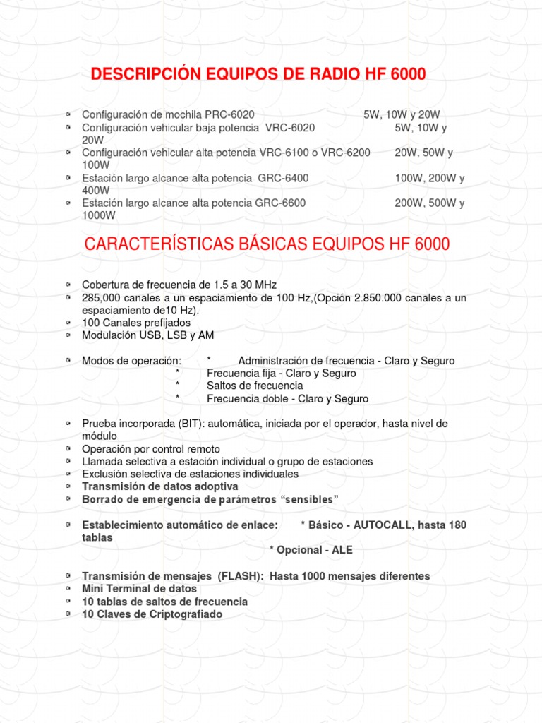 Características del Radio PRC-6020 | PDF | Módem | Antena (Radio)