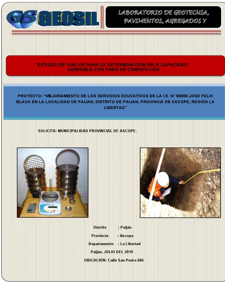 Informe Final - Estudio de Suelos | PDF | Fundación (Ingeniería) | Mecánica de sólidos