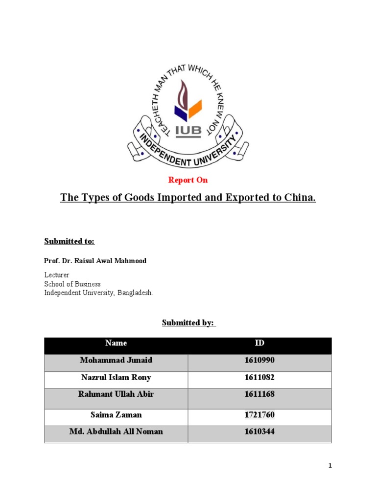 The Types of Goods Imported and Exported To China | PDF | Textiles | China