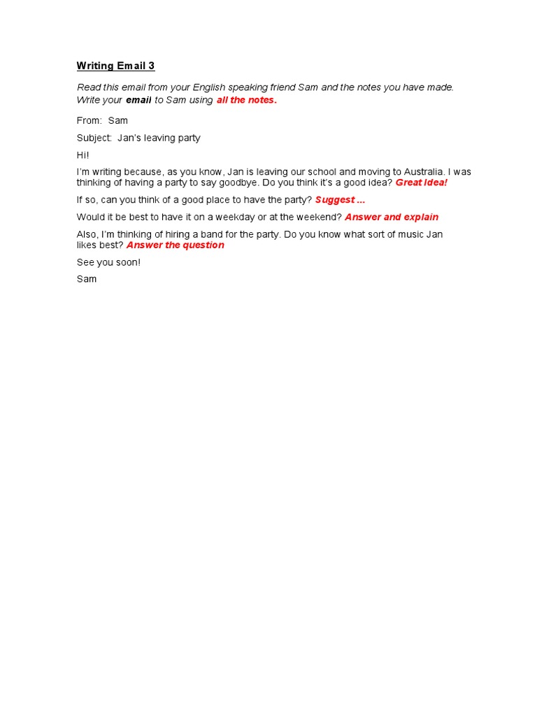 PET WRITING - Email 3 | PDF