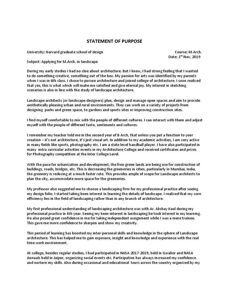 Statement of Purpose | PDF | Landscape Architecture | Gardening