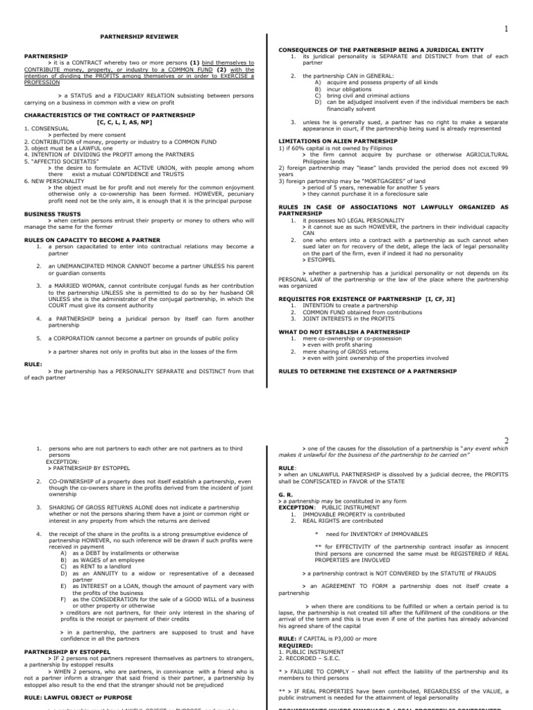 Agency, Trust and Partnership Reviewer | PDF | Partnership | Law Of Agency