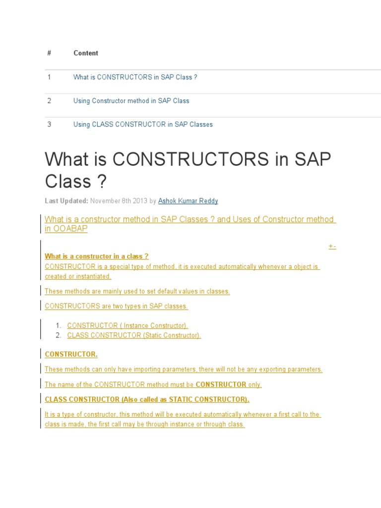 04.constructors in SAP Classes | PDF | Constructor (Object Oriented Programming) | Programming