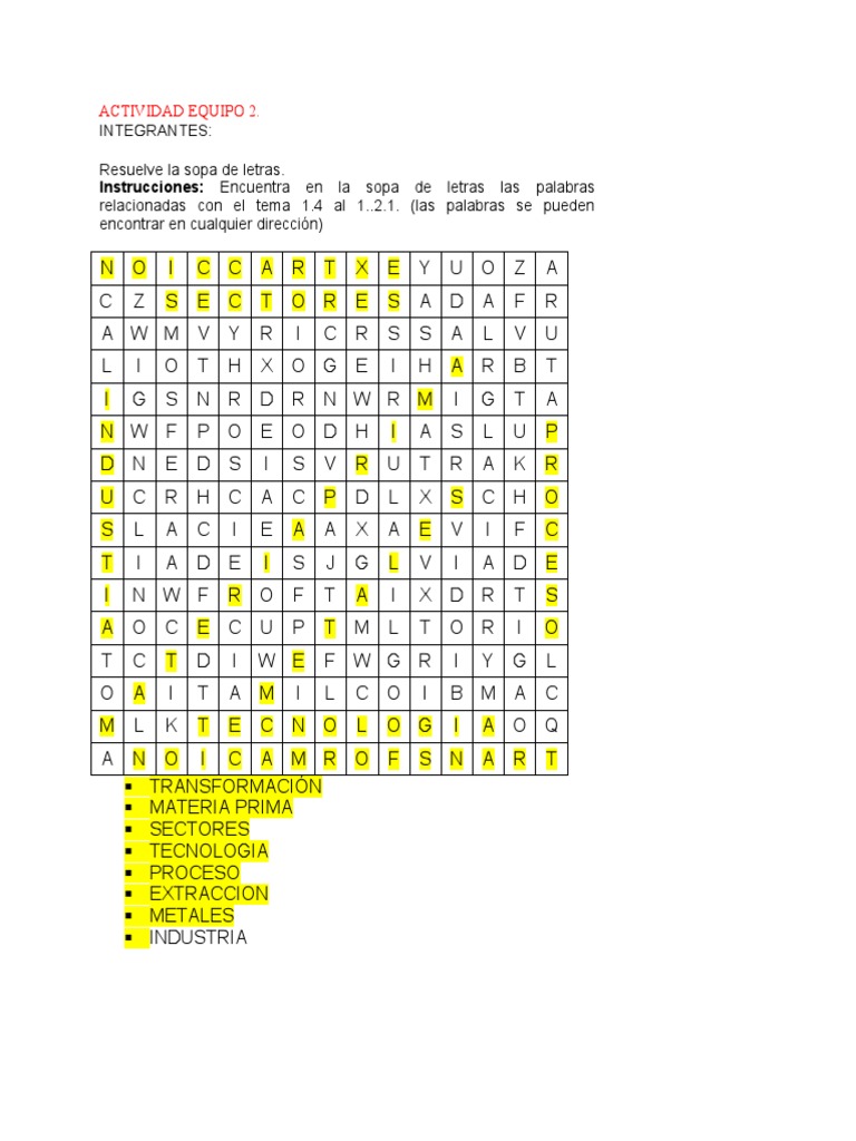 Act. Sopa de Letras. Equipo2 | PDF
