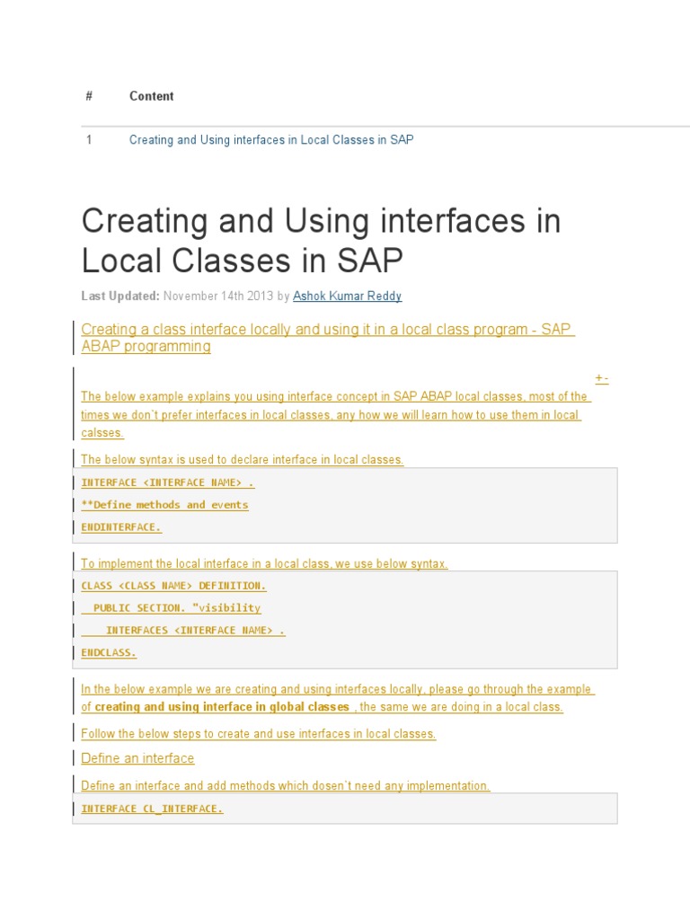 11.interfaces in Local Classes in SAP ABAP | PDF | Class (Computer ...