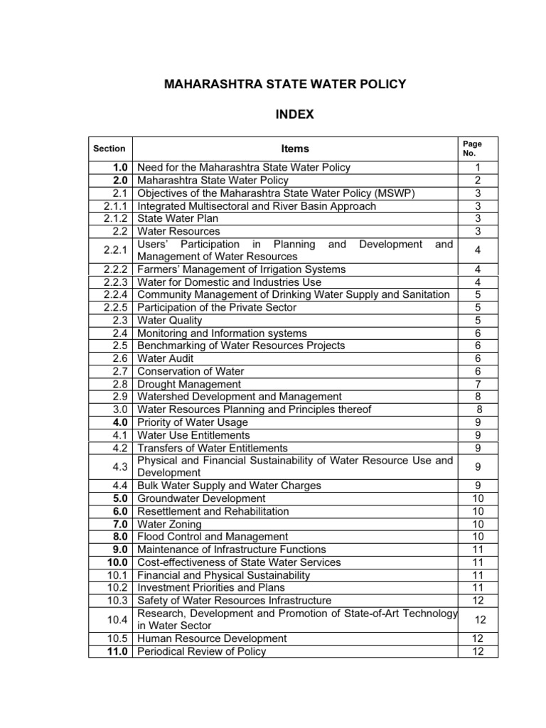 Maharashtra State Water Policy: A Framework for Integrated and ...