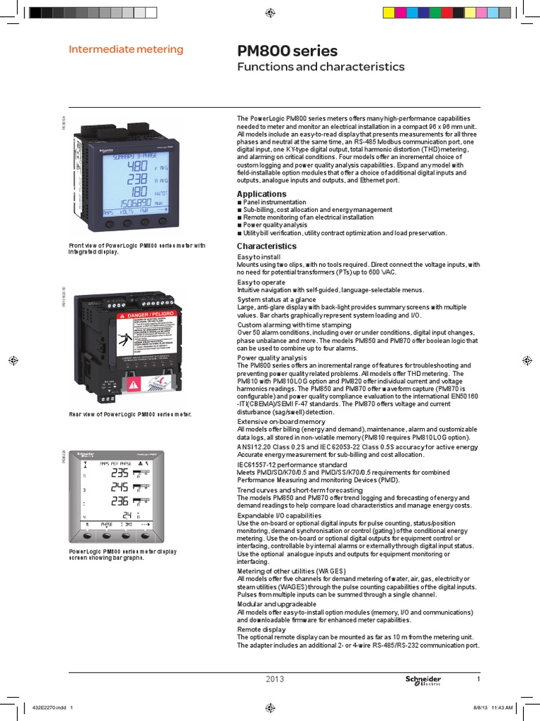 PowerLogic PM800 Series Meter Overview | PDF | Ac Power | Alternating ...