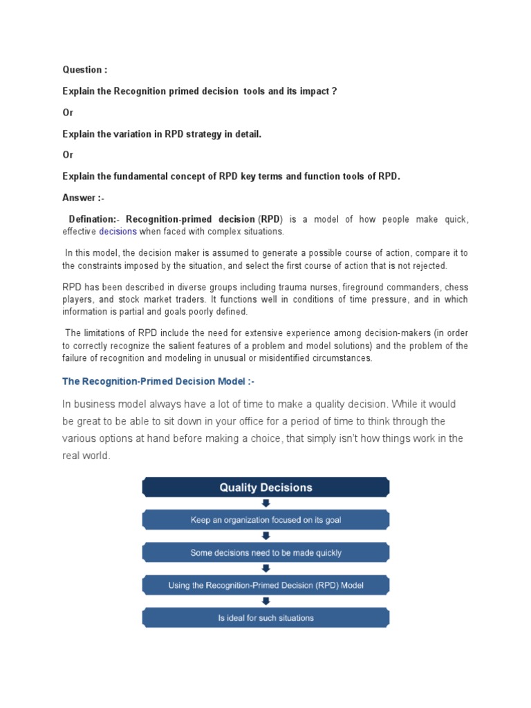 Understanding the Recognition-Primed Decision Model: A Three-Step ...