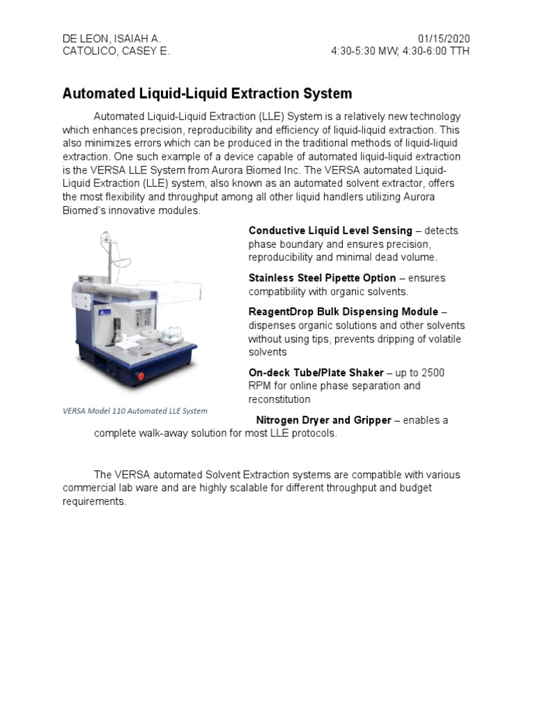 Automated Liquid-Liquid Extraction System: Conductive Liquid Level ...