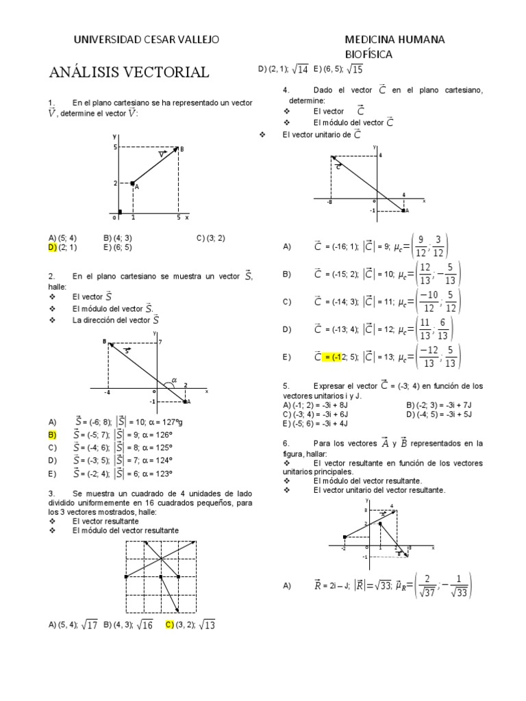 Ejercicios Analisis Vectorial | PDF | Vector Euclidiano | Velocidad
