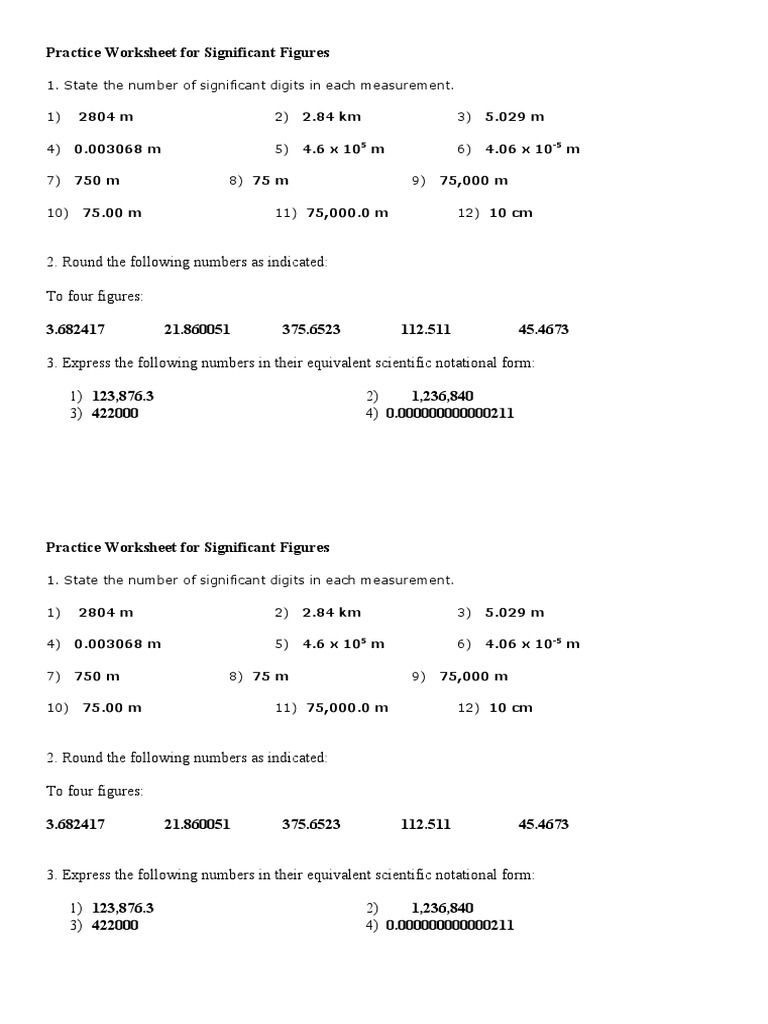 Extra Sig Figs Practice | PDF | Significant Figures | Mathematical Analysis