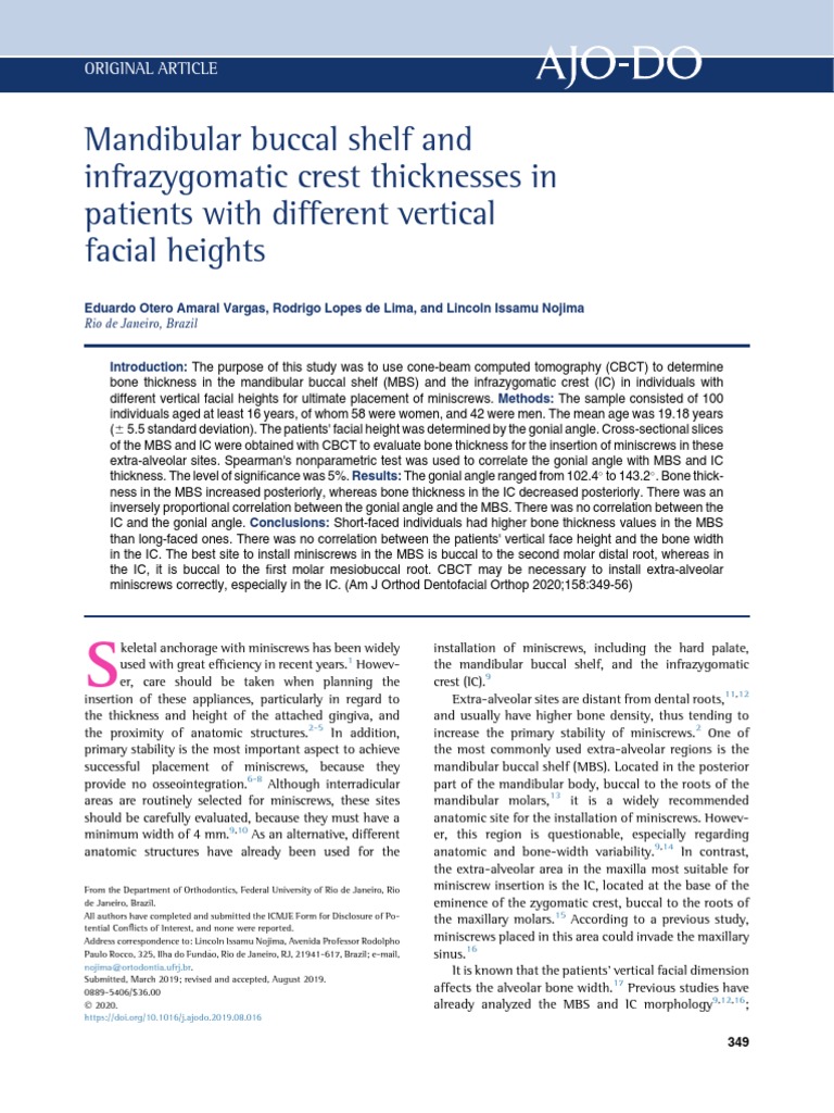 Mandibular Buccal Shelf and Infrazygomatic Crest Thicknesses in ...