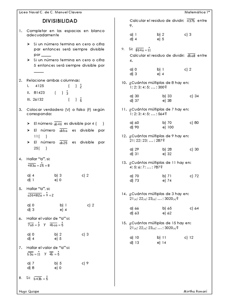 Divisibilidad Ejercicios T4 | PDF | Aritmética | Álgebra abstracta