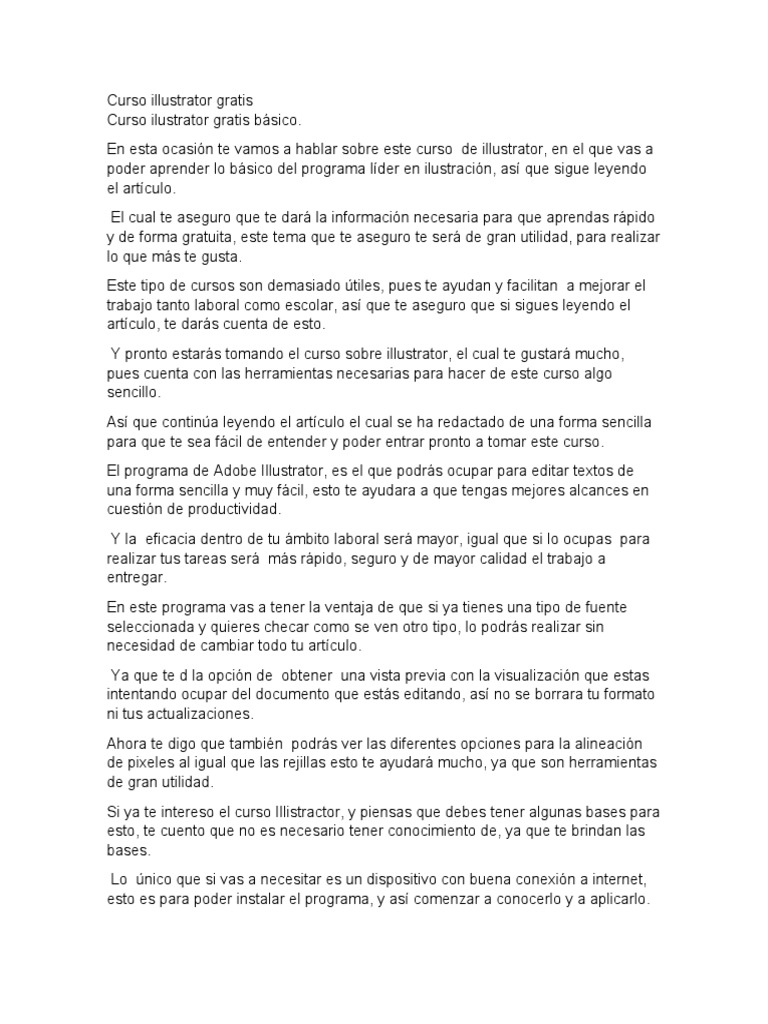 Curso Illustrator Gratis Principiantes Pdf Ilustrador Adobe