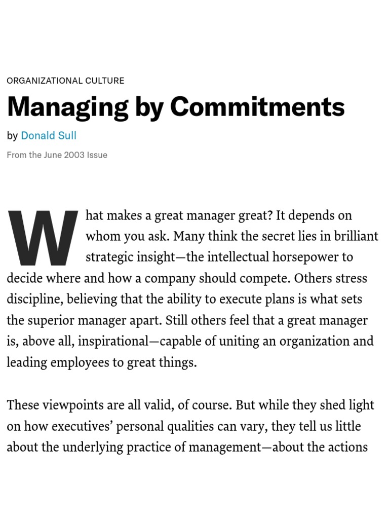 Managing by Commitments | Download Free PDF | Entrepreneurship | Newspapers