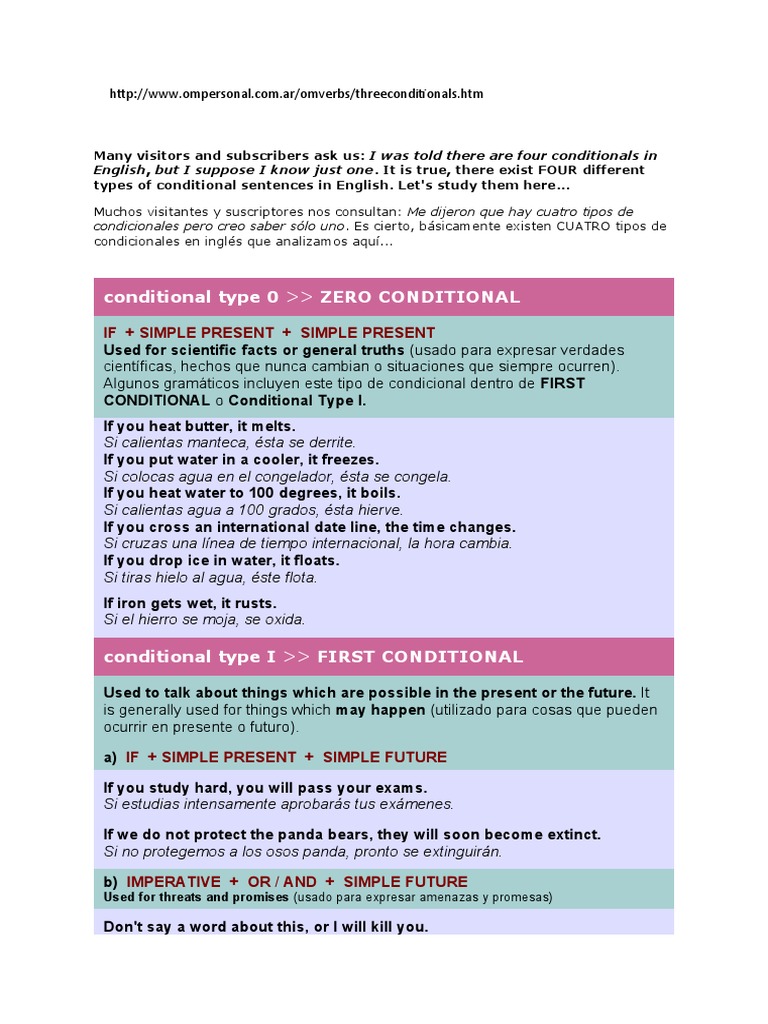 Conditional Type 0 ZERO CONDITIONAL: If + Simple Present + Simple ...