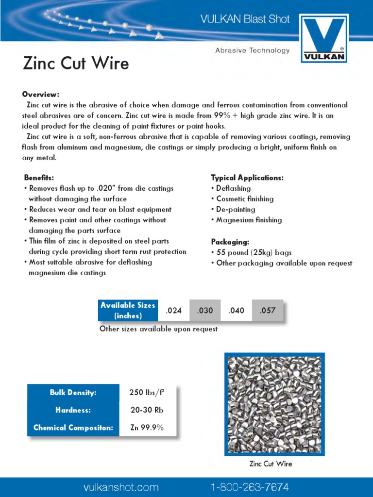Zinc Cut Wire Data Sheet PDF | PDF