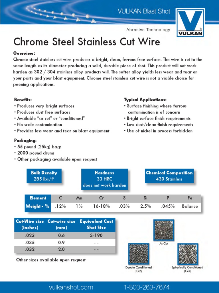Chrome Steel Stainless Cut Wire Data Sheet | PDF