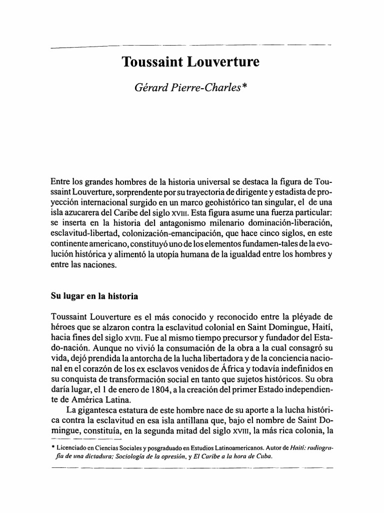 Toussaint Louverture PDF | PDF | Esclavitud | Colonialismo