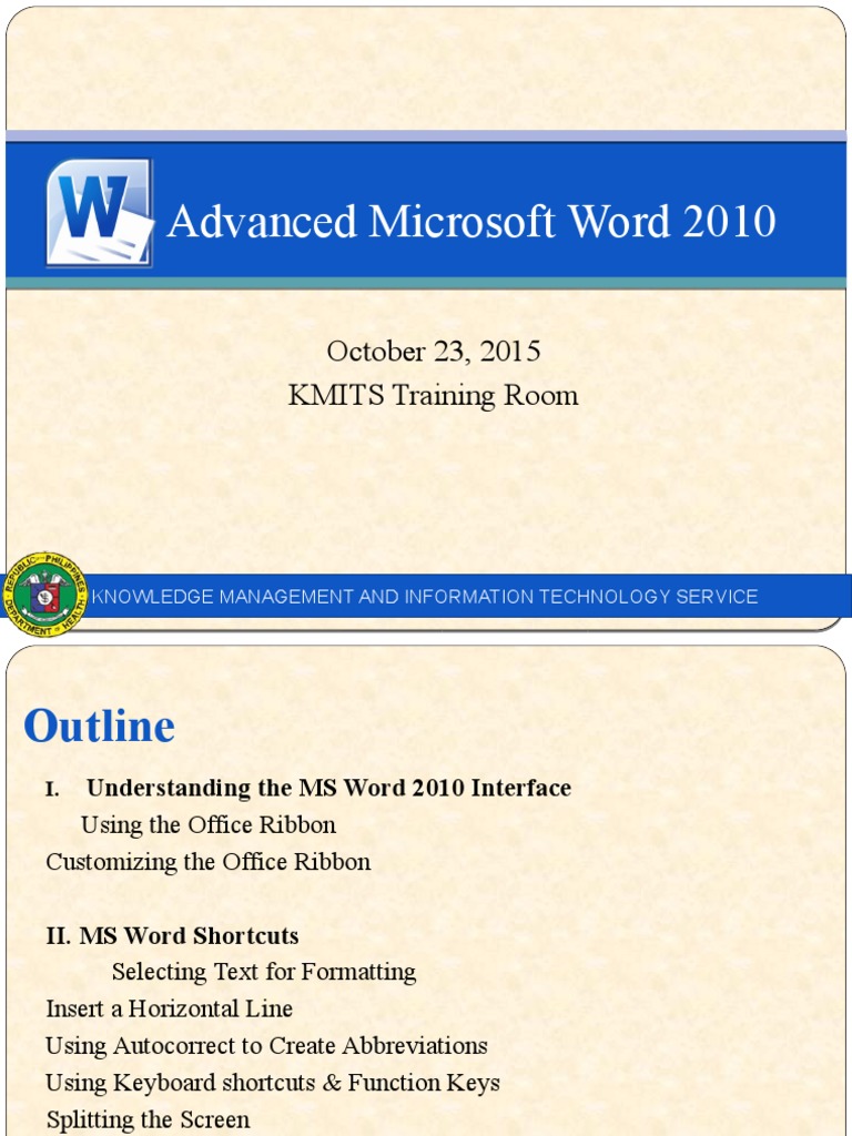 Advanced Microsoft Word 2010 | PDF | Hyperlink | Microsoft Word