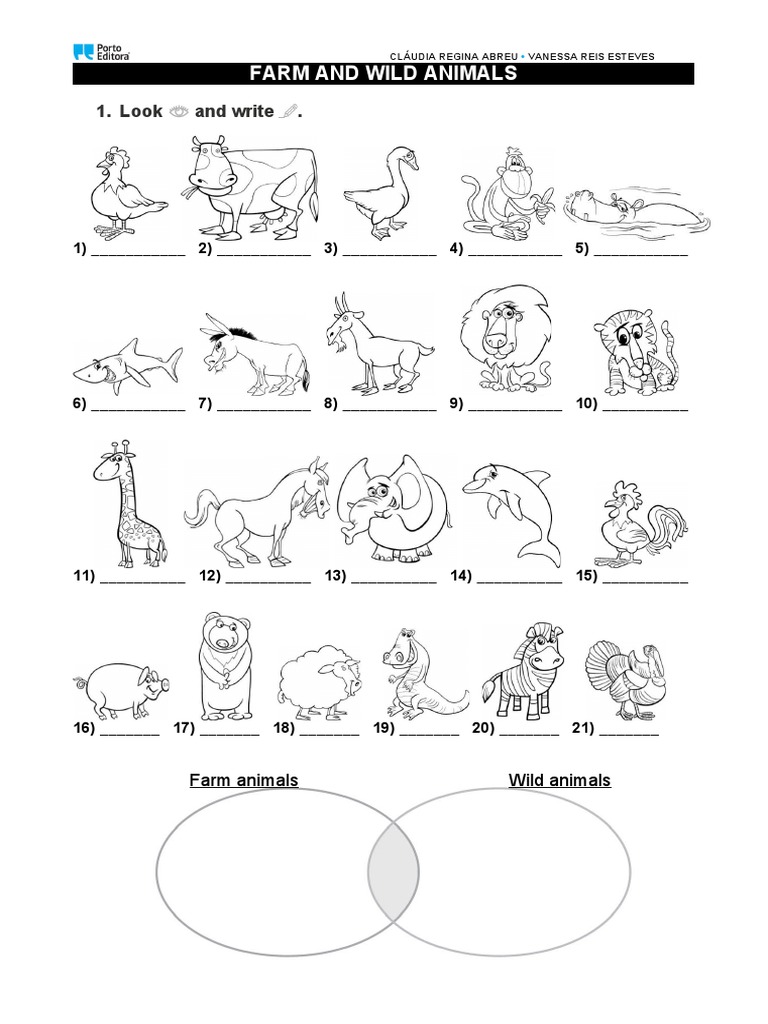 Farm and Wild Animals Worksheet | PDF