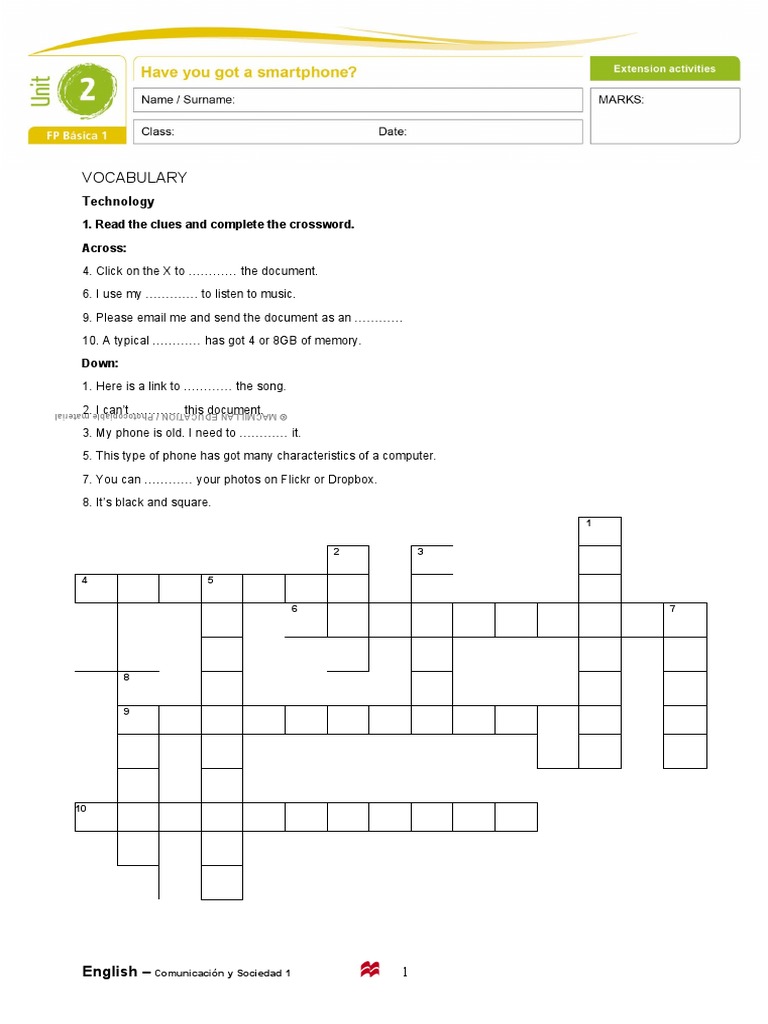 Extension Activities Unit 2 (Word) 2018 | PDF | Mobile Technology ...