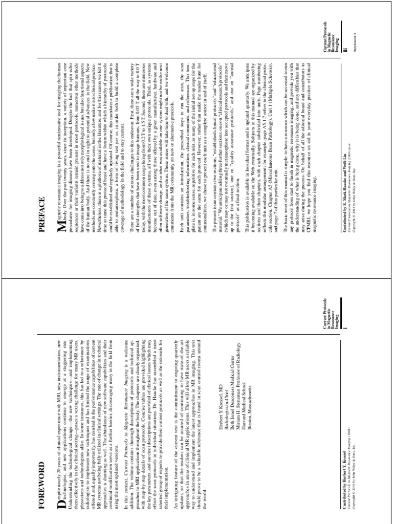 Current Protocols in Magnetic Resonance Imaging | PDF | Magnetic ...