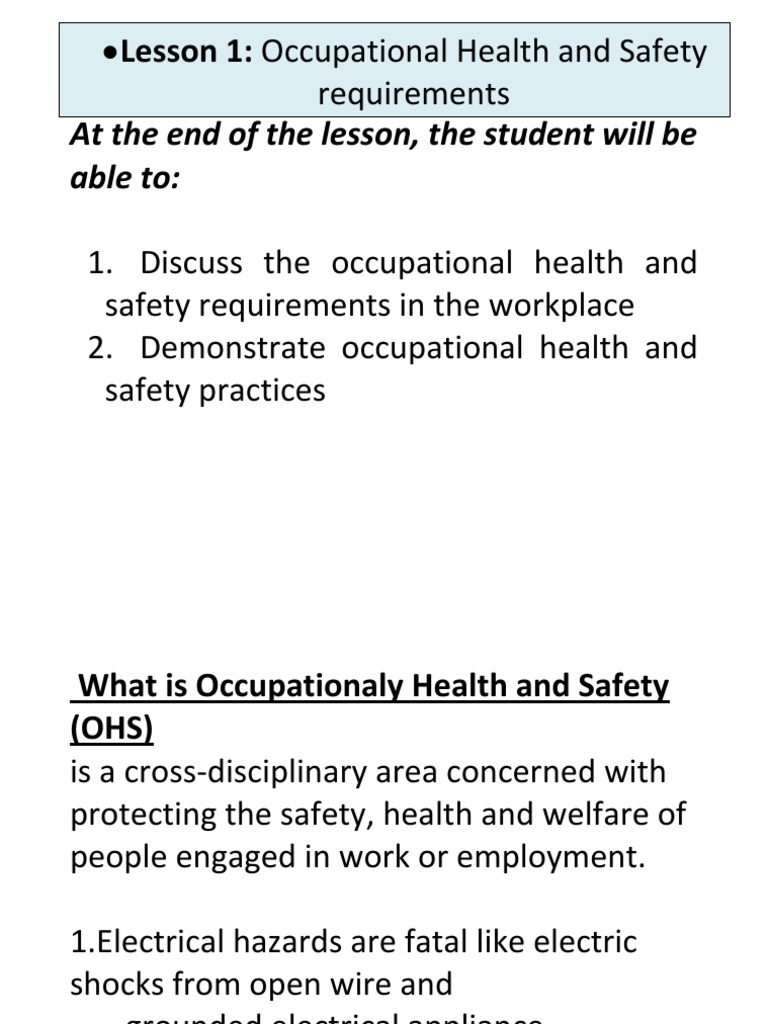 Lesson 1 PDF | PDF | Personal Protective Equipment | Occupational ...