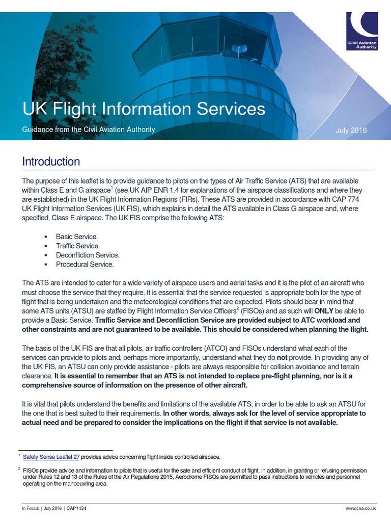 UK Flight Information Services: Guidance From The Civil Aviation ...