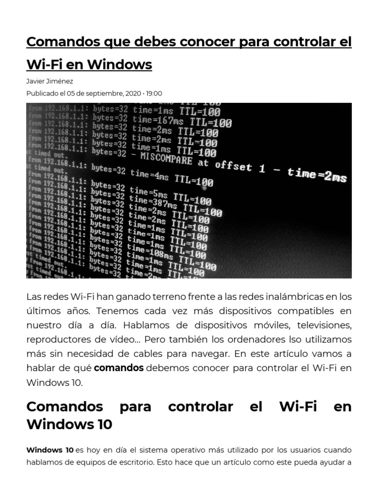 Comandos Que Debes Conocer para Controlar El Wi-Fi en Windows | Descargar gratis PDF | Wifi ...