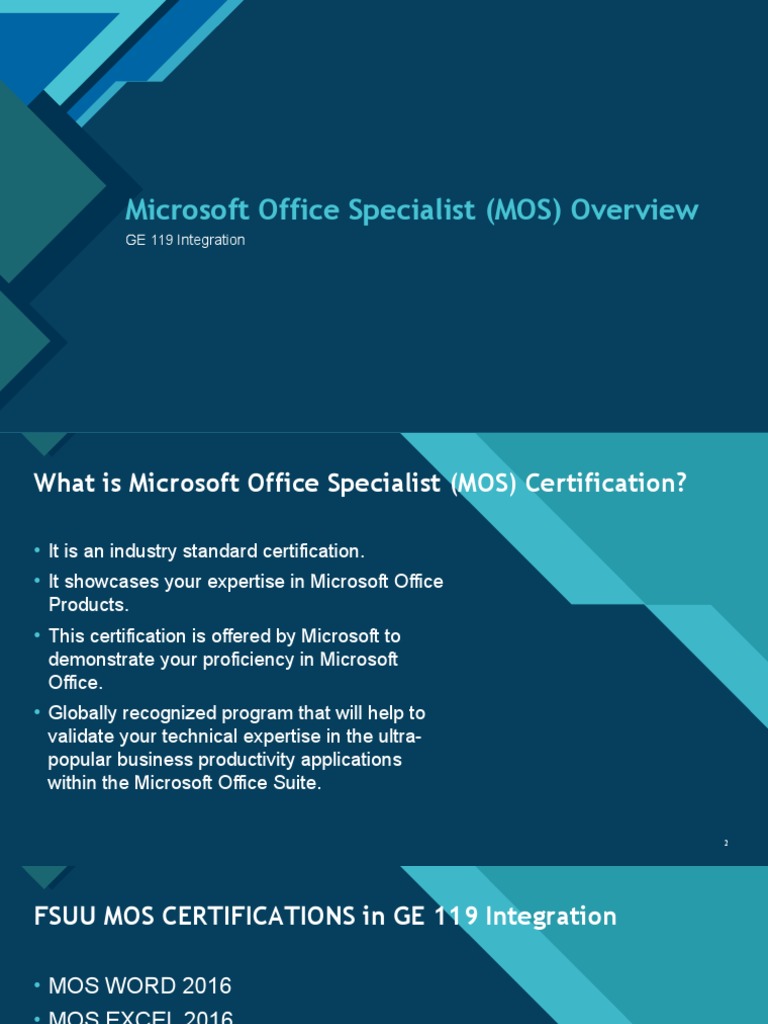 Microsoft Office Specialist (MOS) Overview: Click To Edit Master Title ...