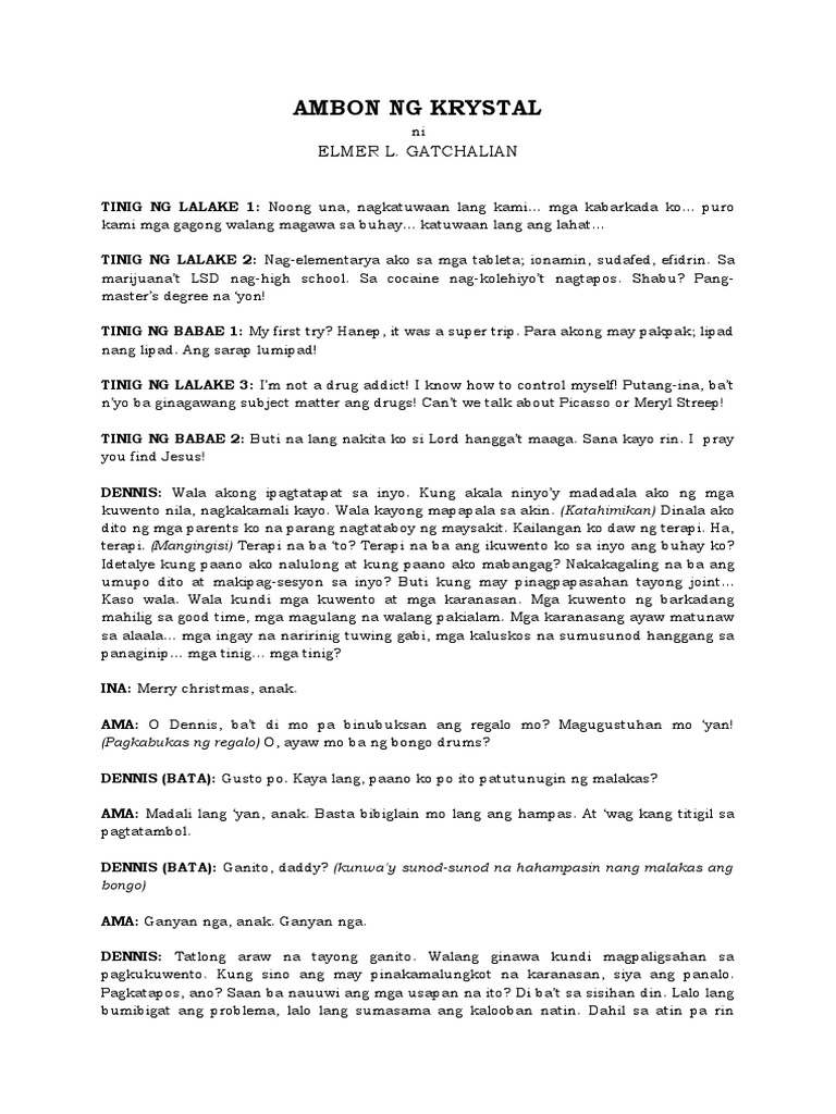 AMBON NG KRYSTAL Ni Elmer L. Gatchalian | PDF