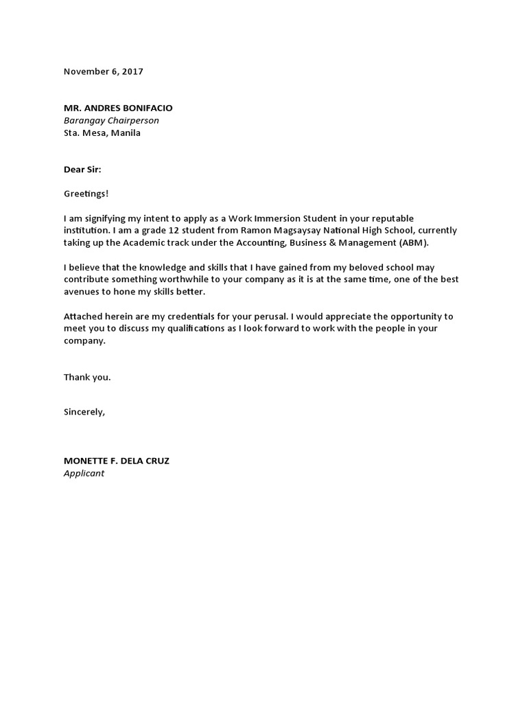 Application Letter Template | PDF