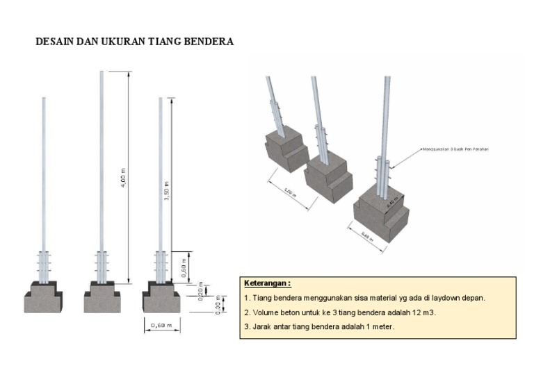 Desain Dan Ukuran Tiang Bendera | PDF