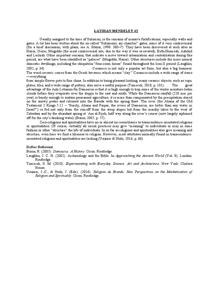 LATIHAN MENDELEY Format APA | PDF | Pottery | Religion And Belief