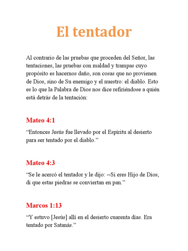 El Tentador Biblia | PDF | Cristo (título) | Fe