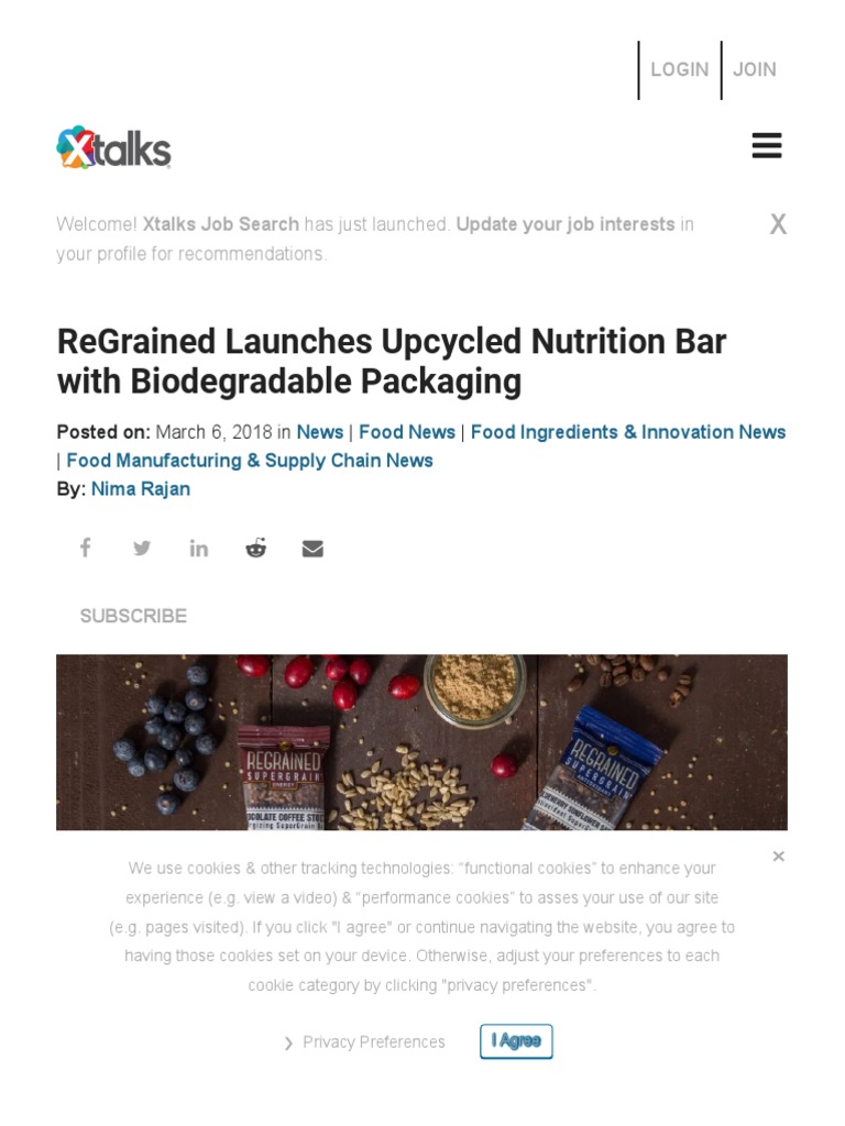 ReGrained Launches Upcycled Nutrition Bar With Biodegradable Packaging ...